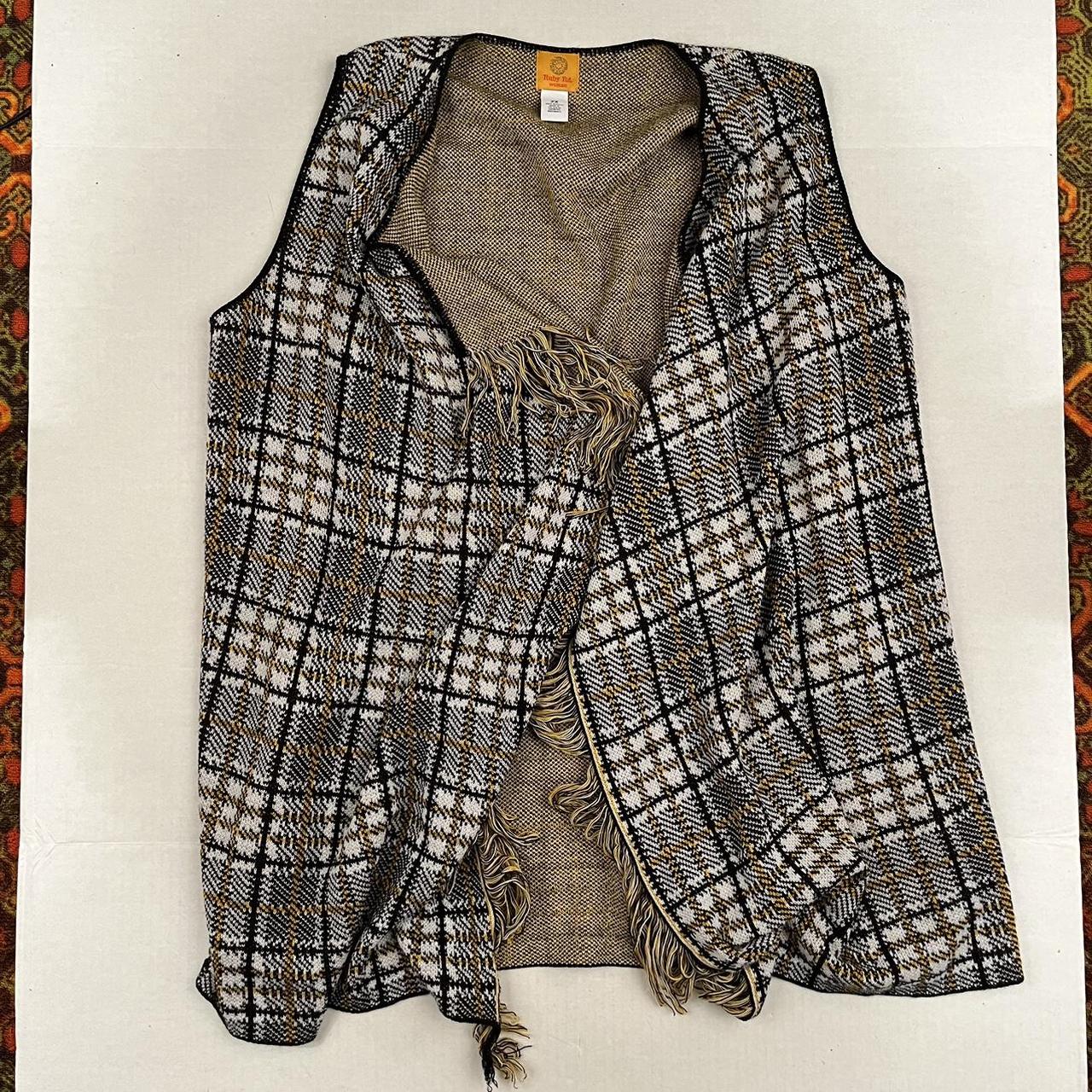 Ruby Rd. Women's Black and Yellow Cardigan | Depop