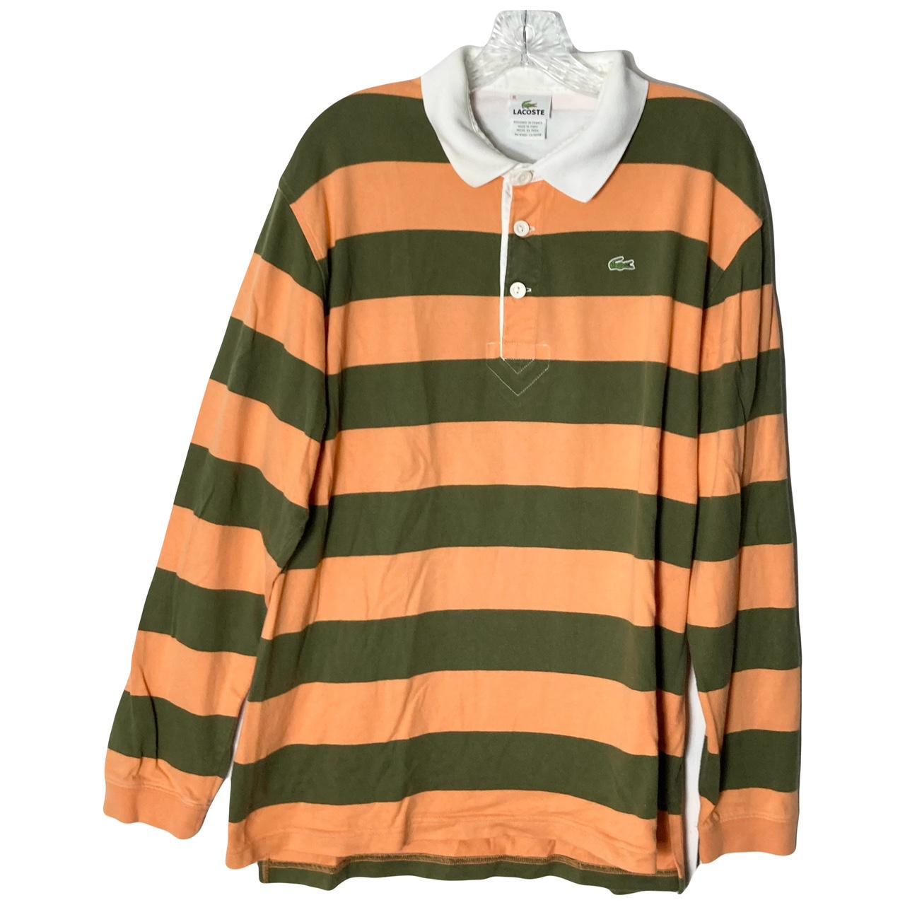 Lacoste Rugby Polo XL Long Sleeve Striped Preppy... | Depop
