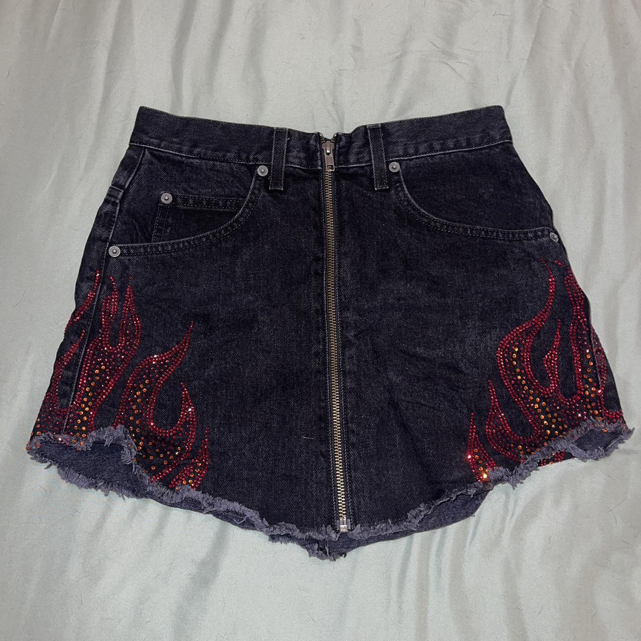 LF - Flame rhinestone skirt - Depop
