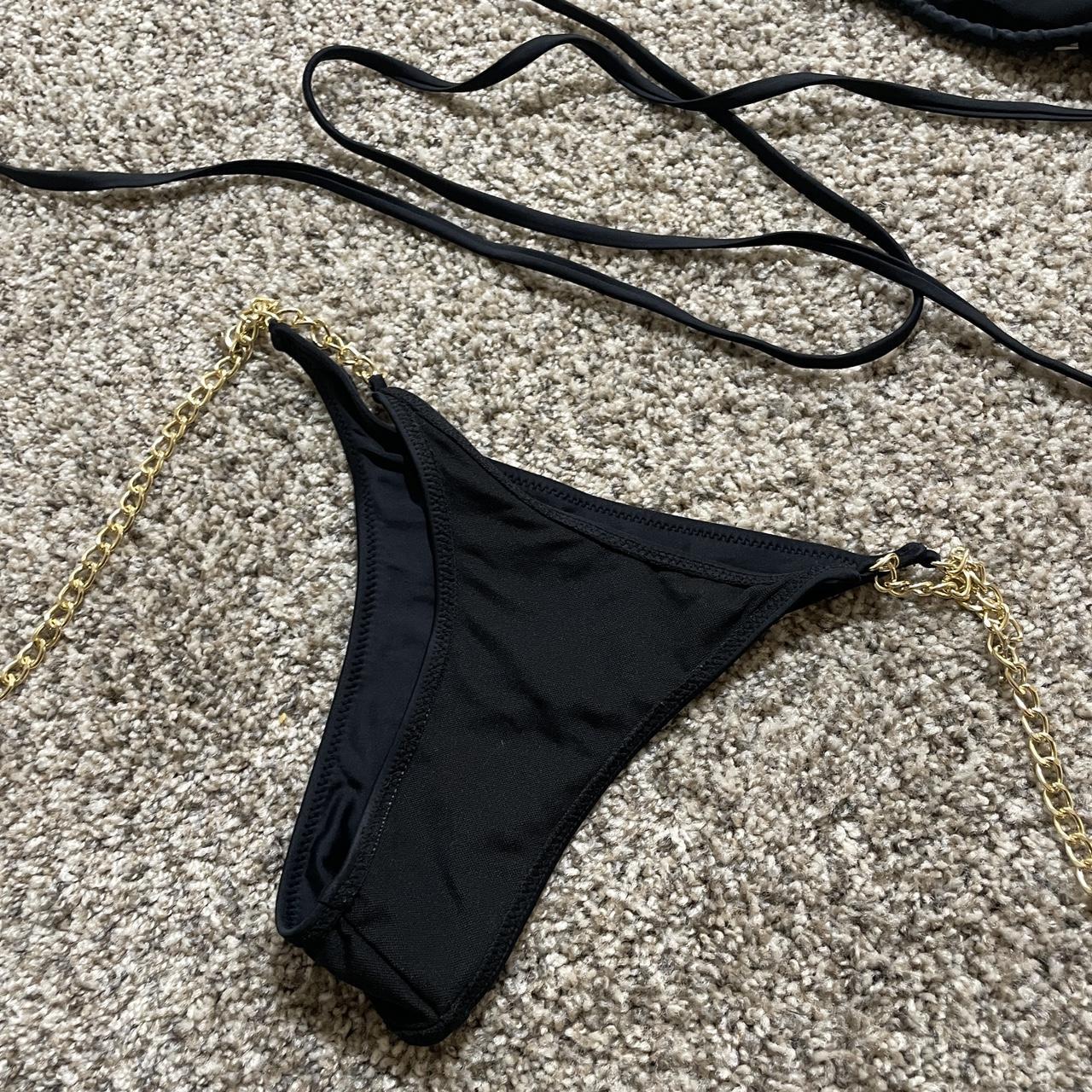Black and gold chain swimsuit bikini Bottom can be... - Depop
