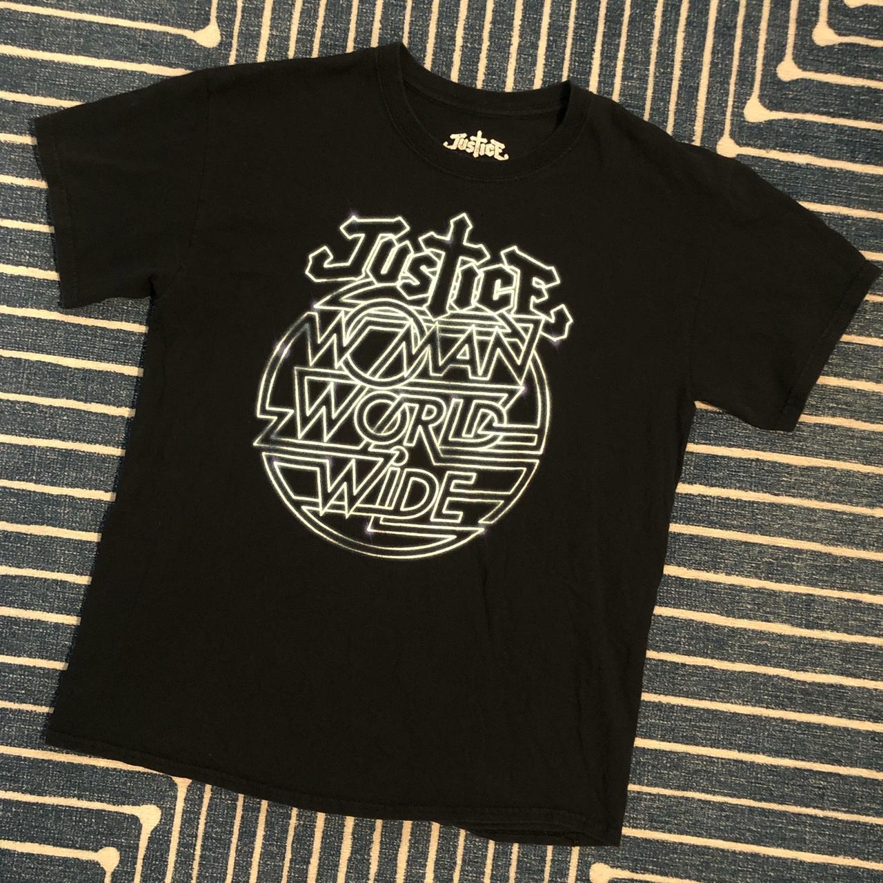 JUSTICE Band T-Shirt Woman Worldwide Album Tour... - Depop