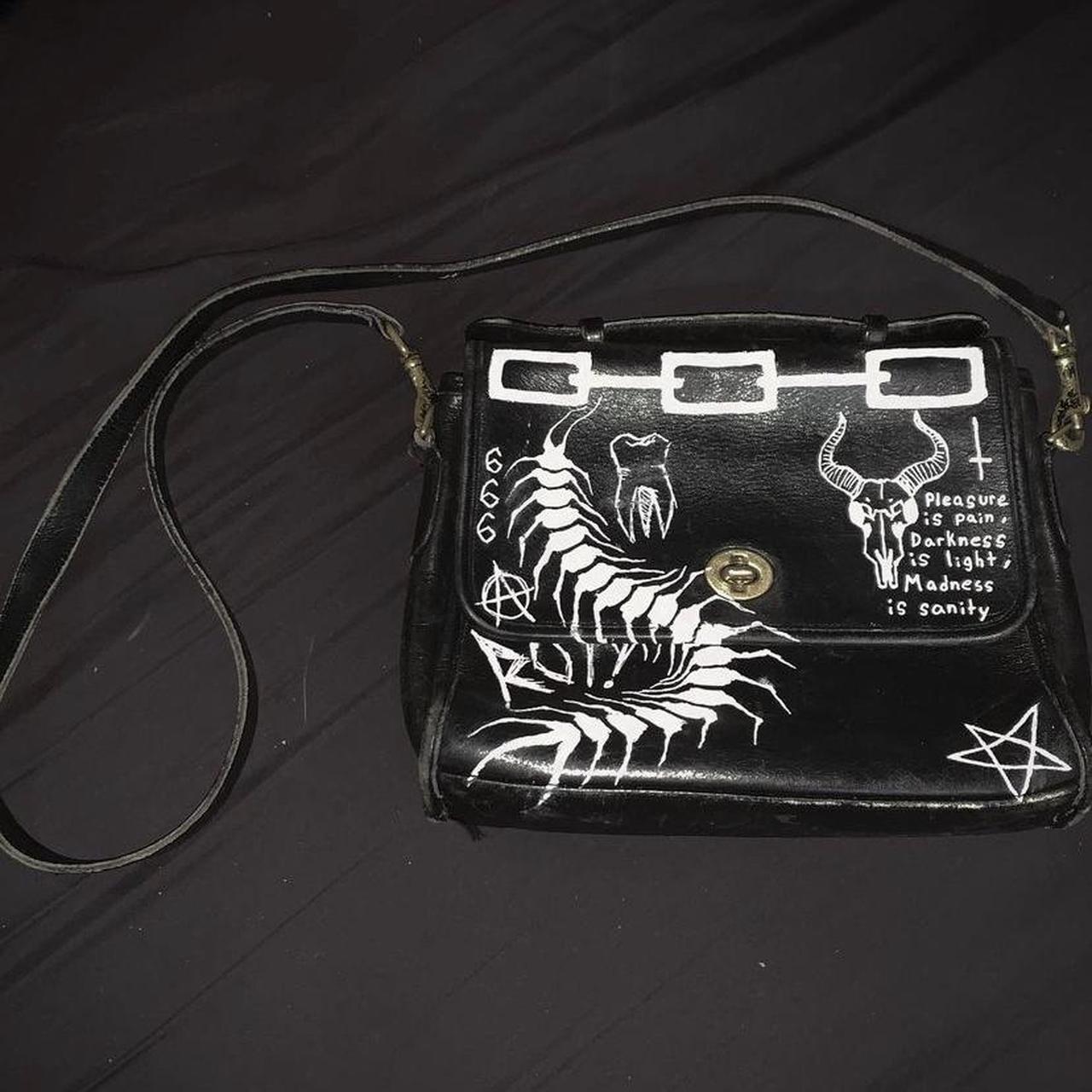 8x10 inch custom alternative leather bag. handdrawn... - Depop