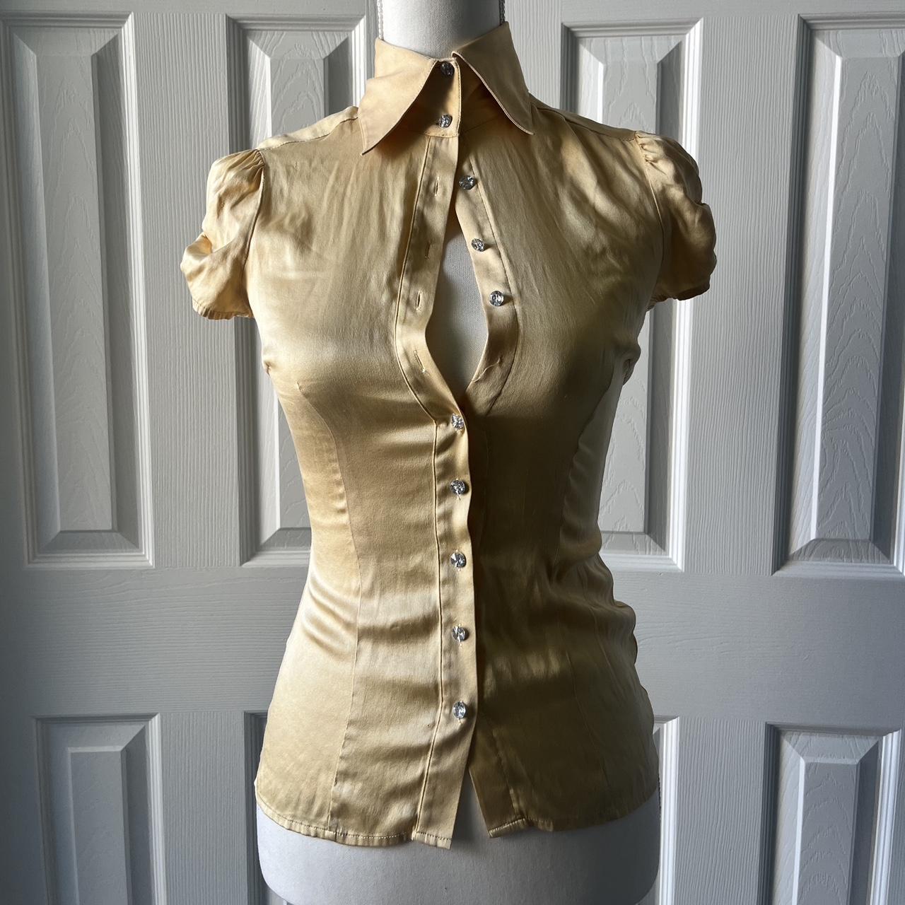 Y2k vintage bebe blouse Bebe button up blouse Size:... - Depop