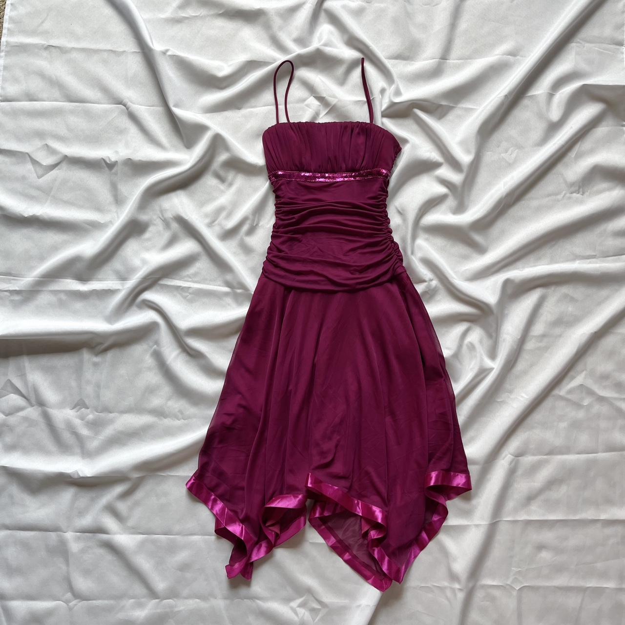 Y2k magenta asymmetrical dress Vintage milk made... | Depop
