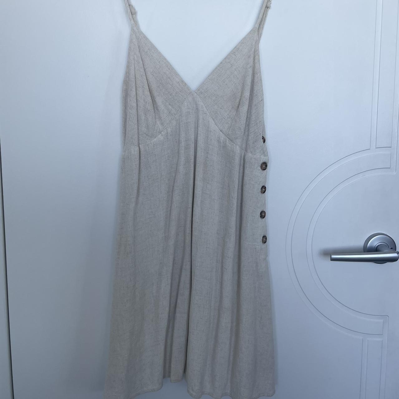 Gorgeous cream linen lined mini dress. Adore this... - Depop