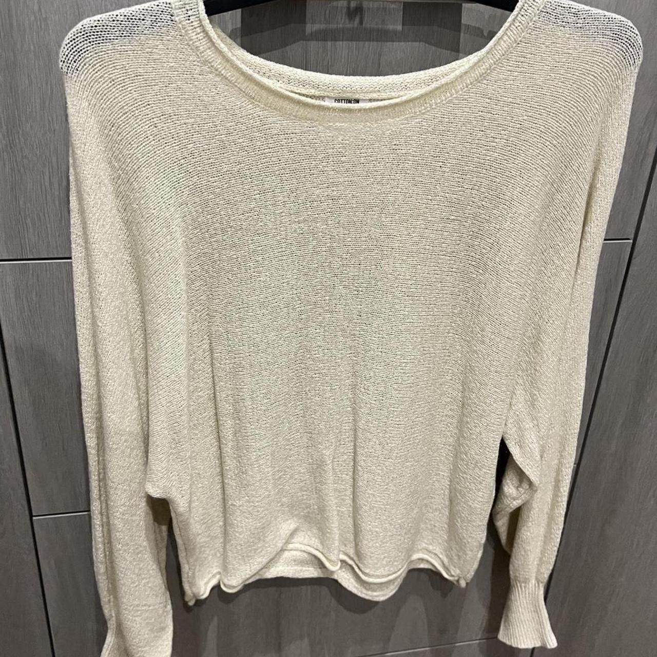 Cosy cotton on long sleeve knitted top. - Depop