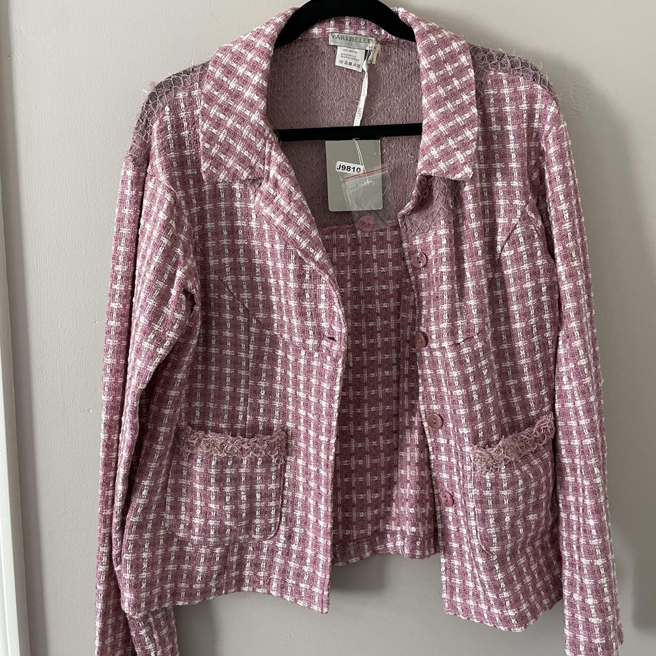 Womens Pink And White Jacket Depop