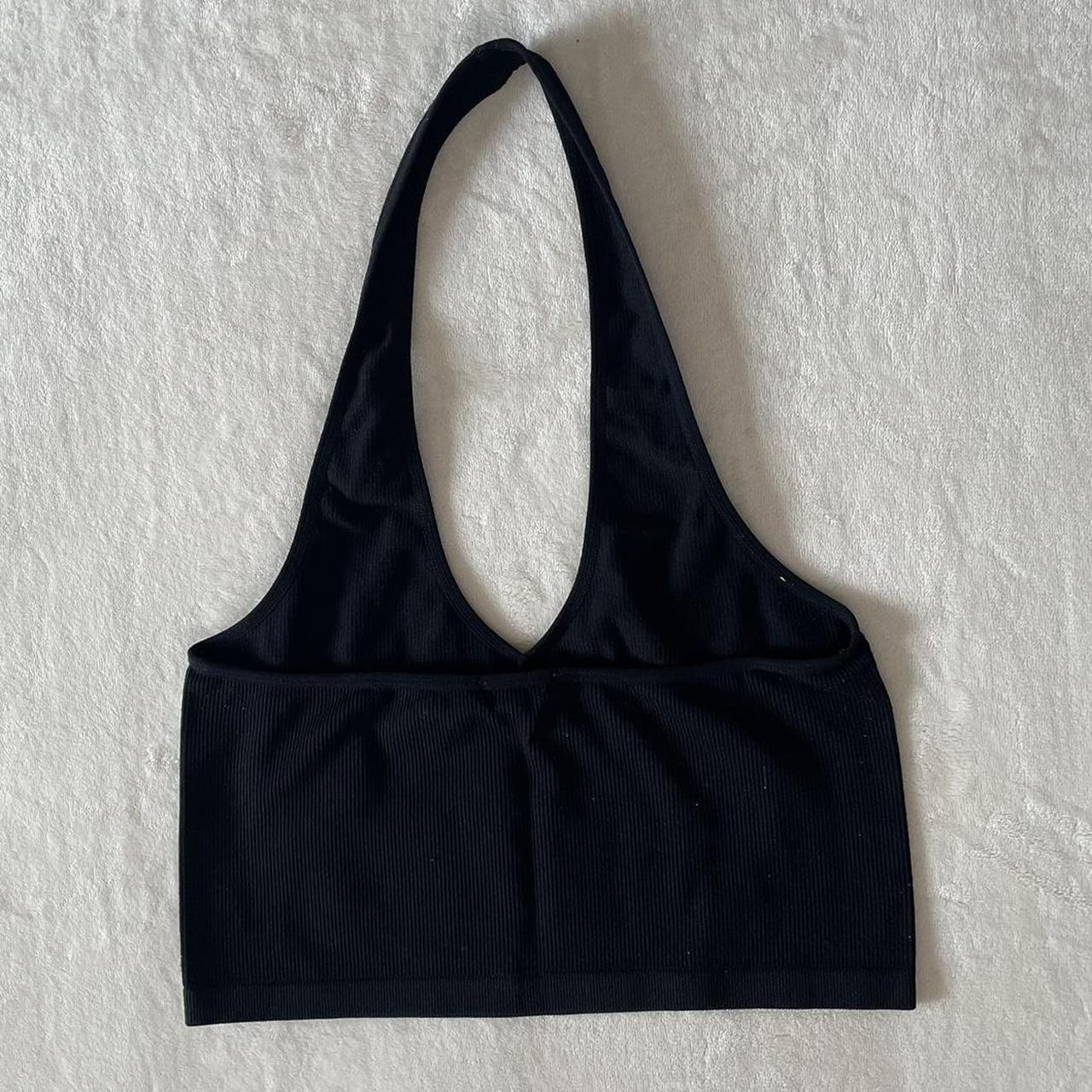 . bozzolo minimalist black seamless rib halter... - Depop