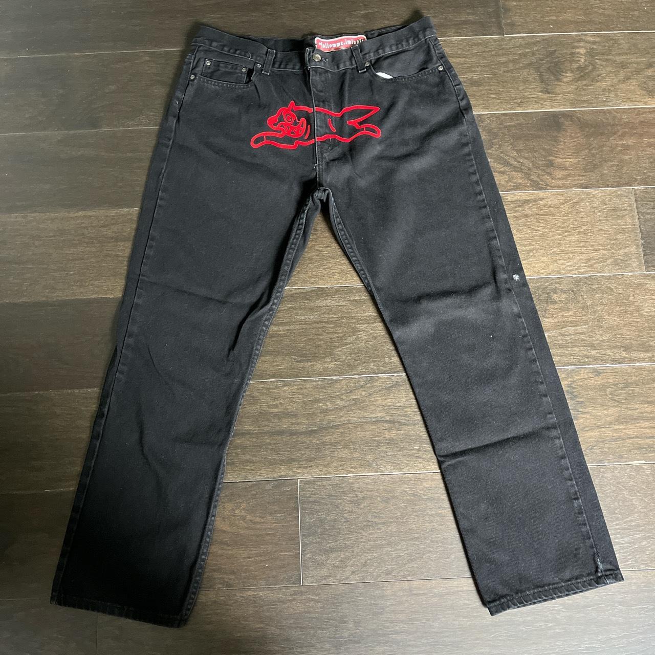 BLACK REP RUNNING DOG JEANS WAIST:37” INSEAM: 30.5” - Depop