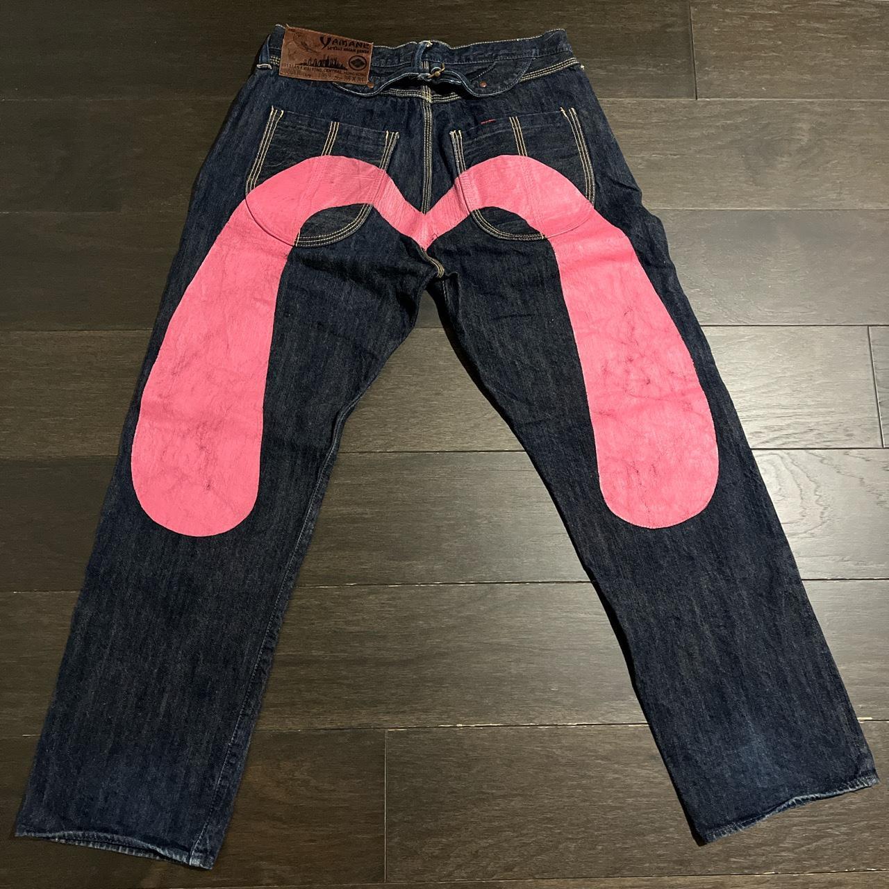 EVISU PINK PRINT JEANS WAIST:34” LENGTH:30.5” - Depop