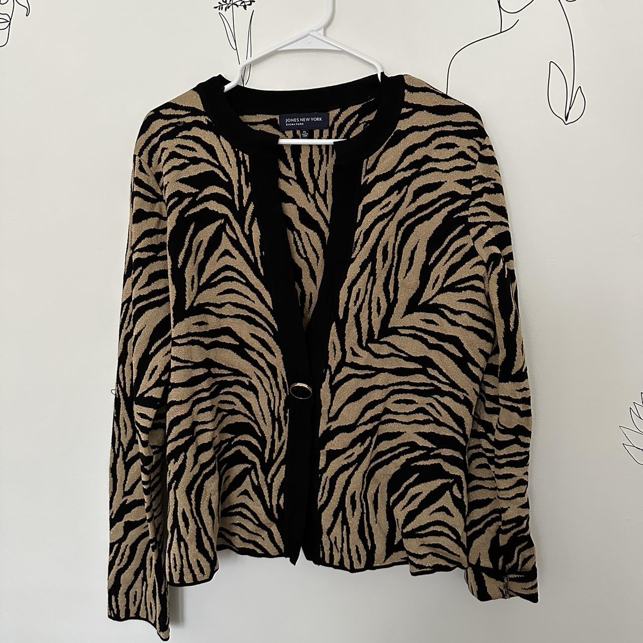 Oversized Animal Print Cardigan Jones New York ... - Depop