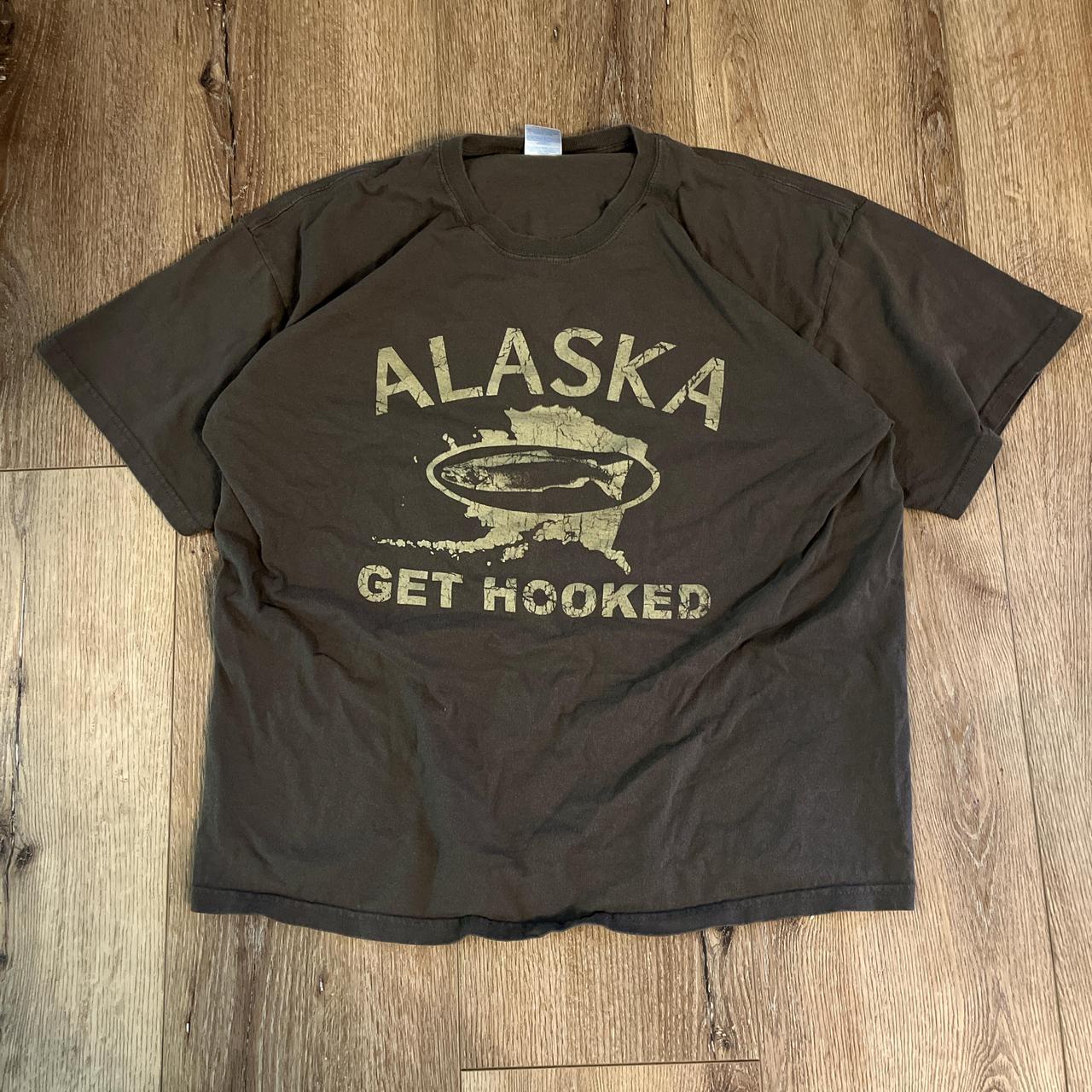 Vintage “Get hooked” Alaska fishing tee Size... - Depop