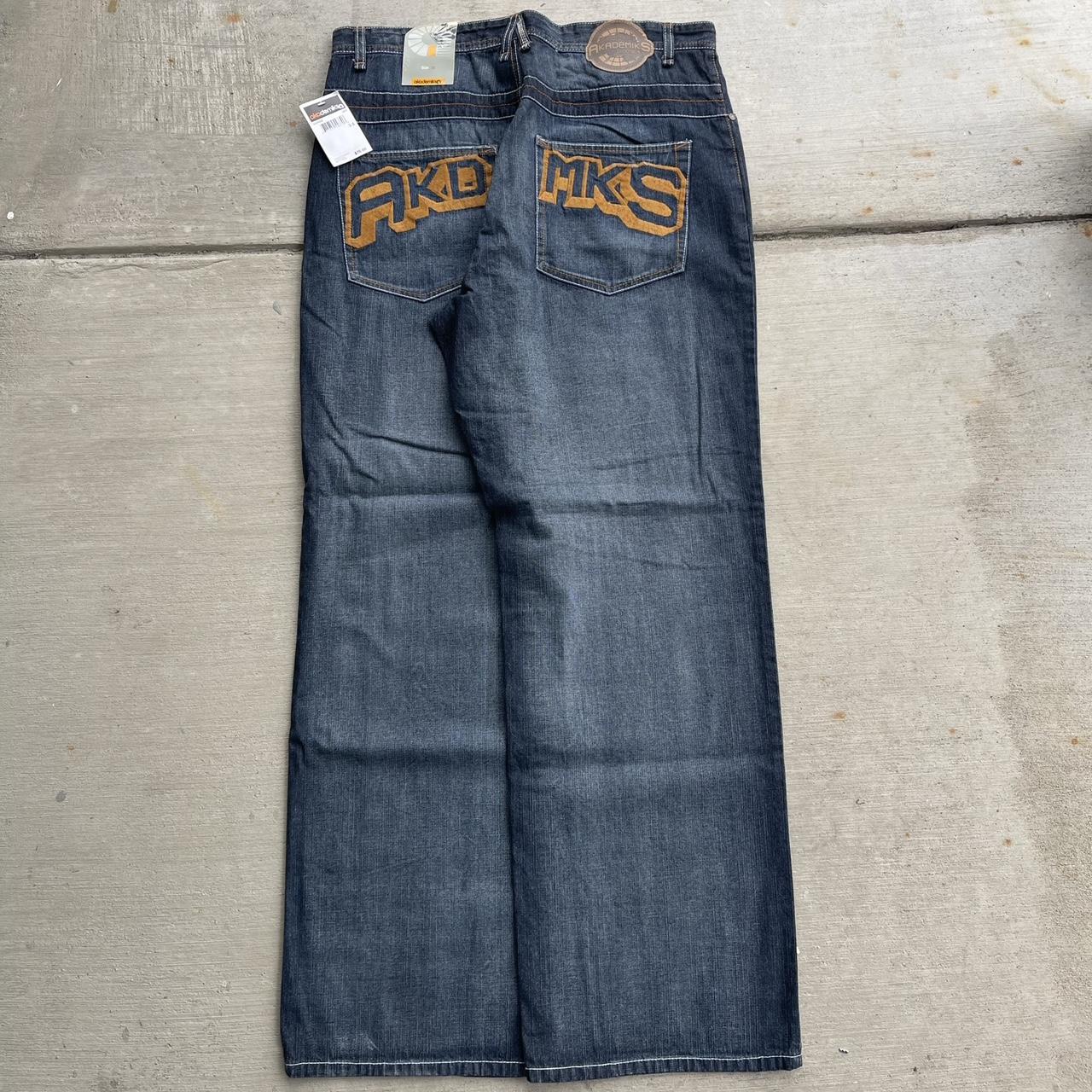 y2k akademiks embroidered jeans DEADSTOCK BRAND BEW... - Depop