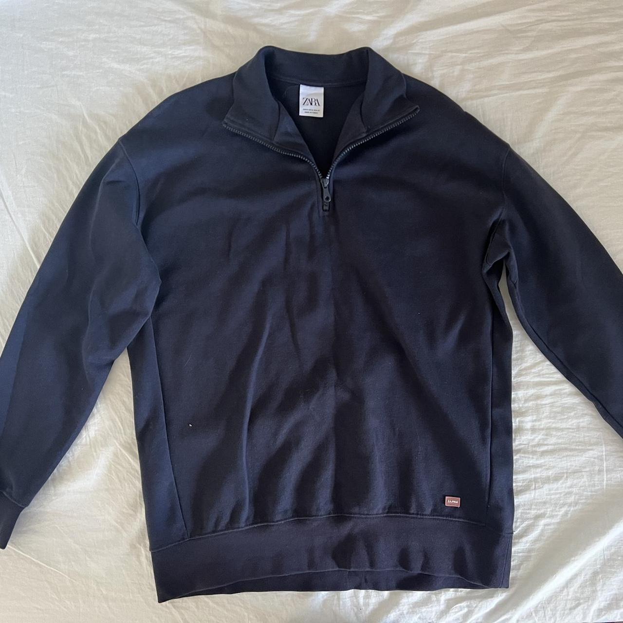 Navy blue Zara quarter zip jumper navy blue,... | Depop