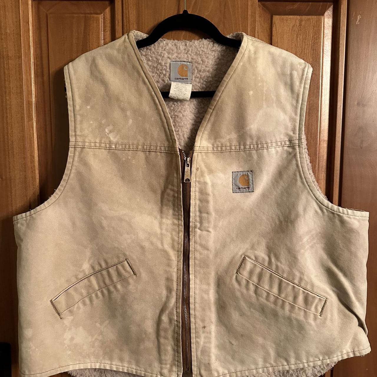 Y2K Carhartt Zip Up Vest Size 2XL Very cool bleached... - Depop