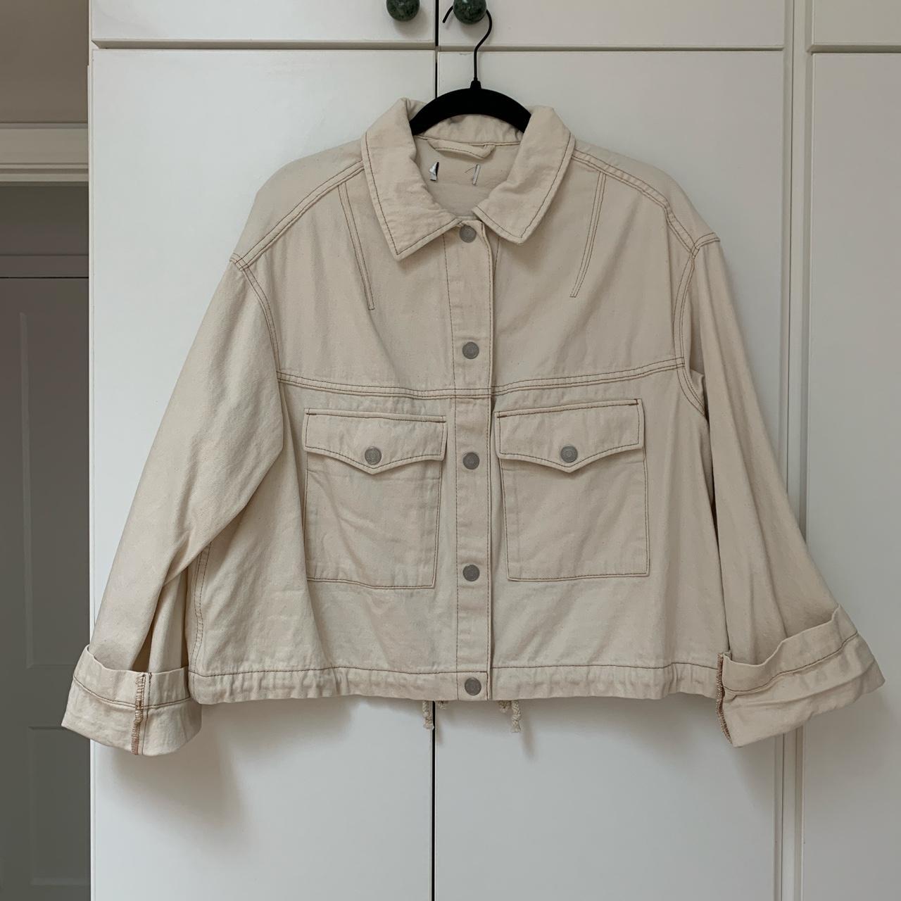 Weekday cream/off-white denim chore coat / jacket.... - Depop