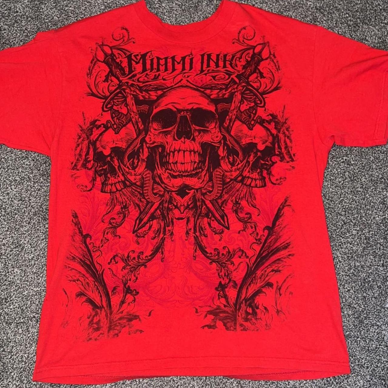 Crazy Miami ink skull shirt size large #affliction... - Depop