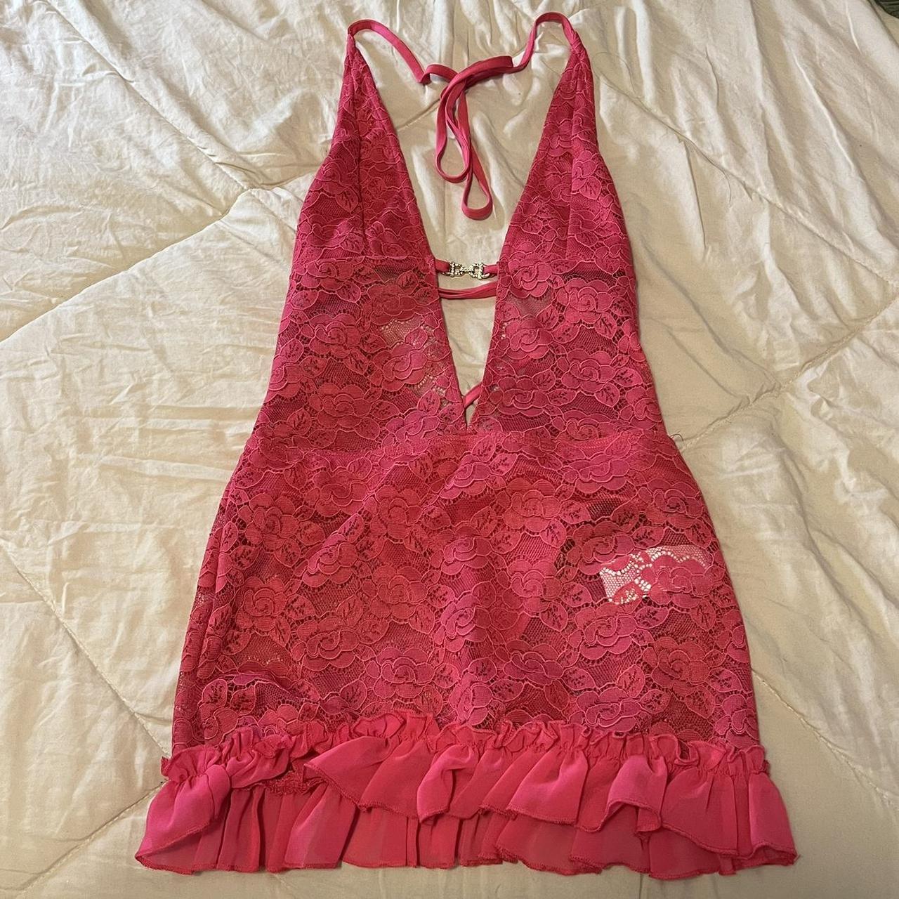 Pink backless lace mini dress Size US XS It’s cute... - Depop
