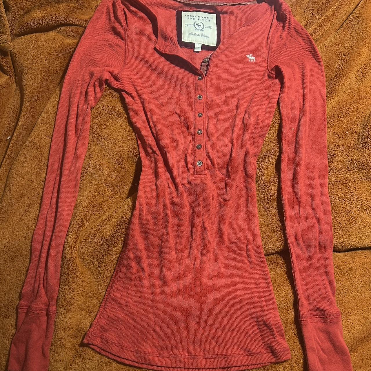 Perfect condition Red Abercrombie & Fitch 2000s long... | Depop