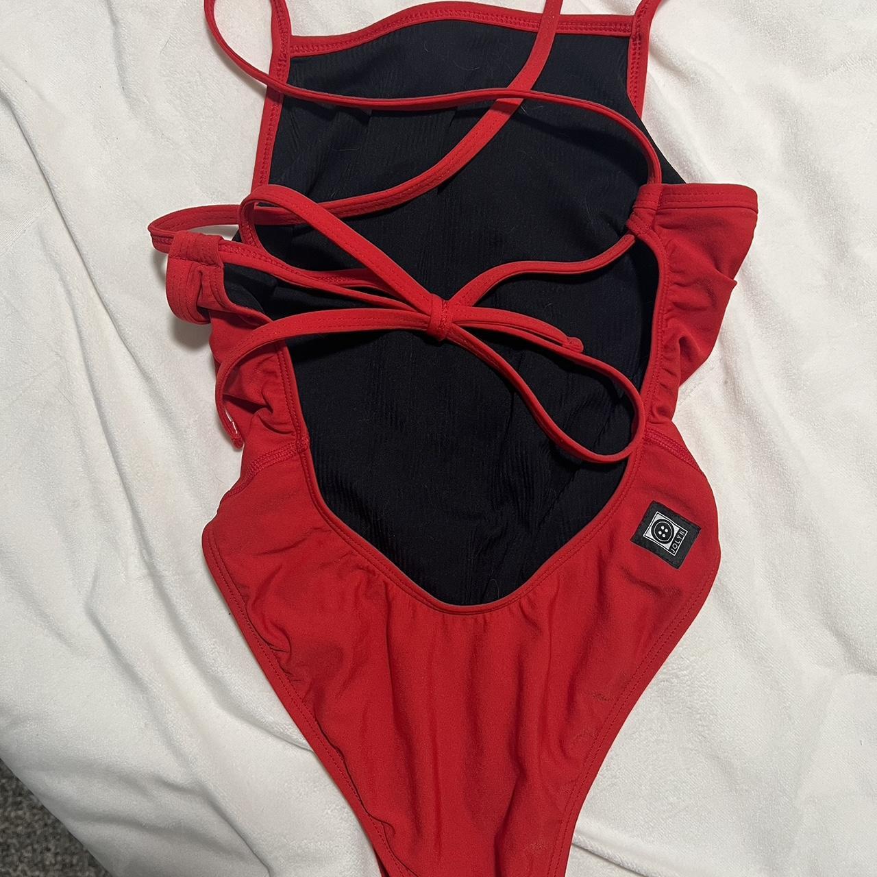Red jolyn one piece Size 28 Like new Worn once - Depop