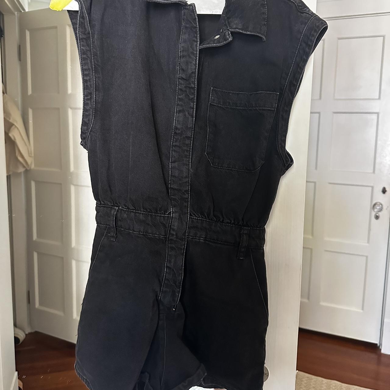 Zara Black Denim Romper size XS Worn 1x, perfect for... - Depop
