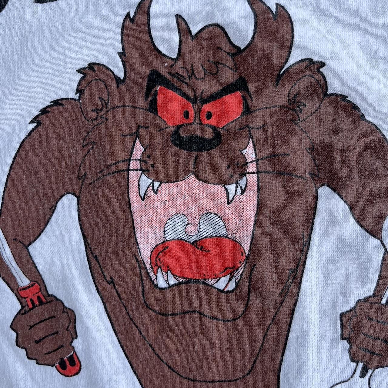 Vintage 90s Taz Mod Maniac White single stitch... - Depop