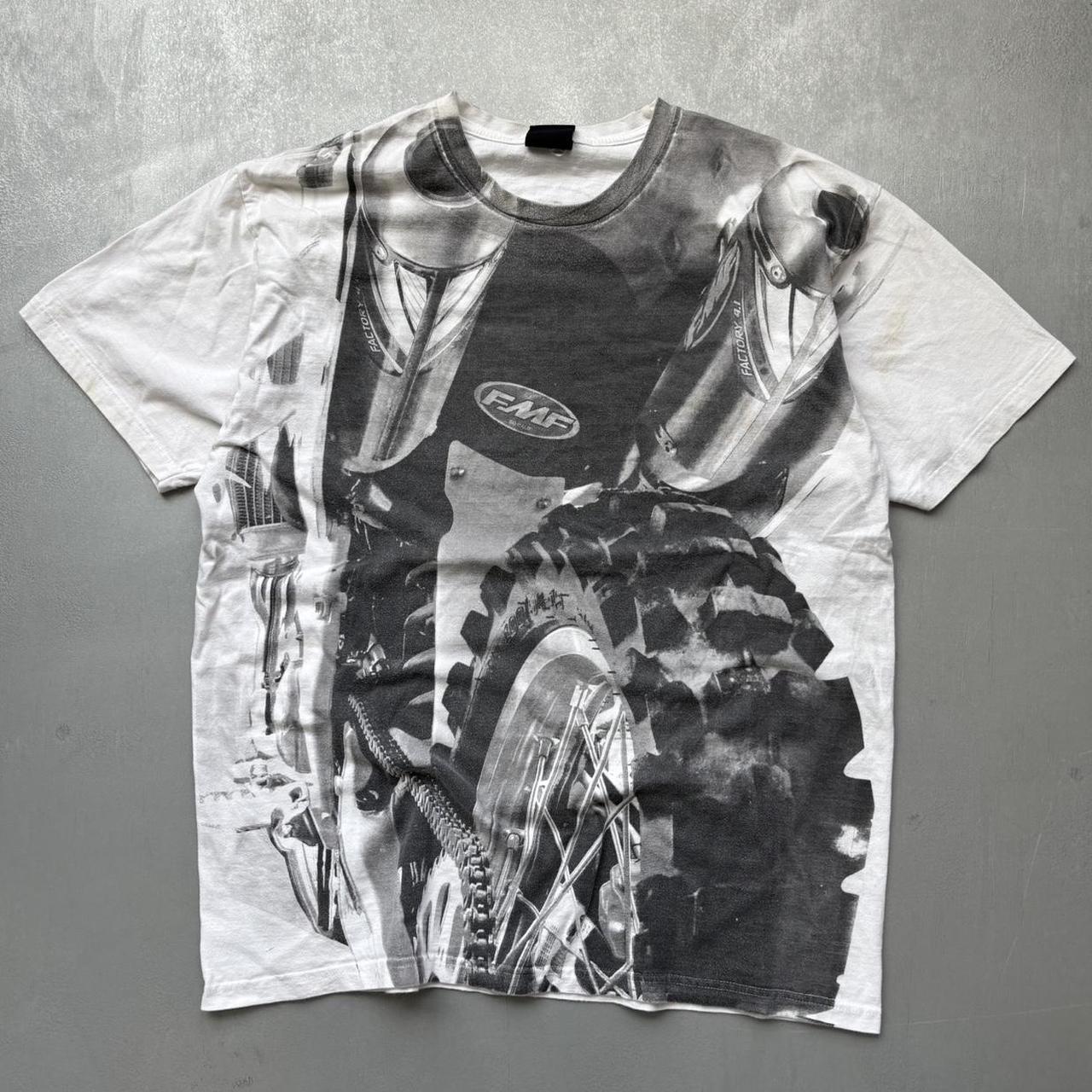 Vintage 2000s FMF racing All over print dirt biking... | Depop