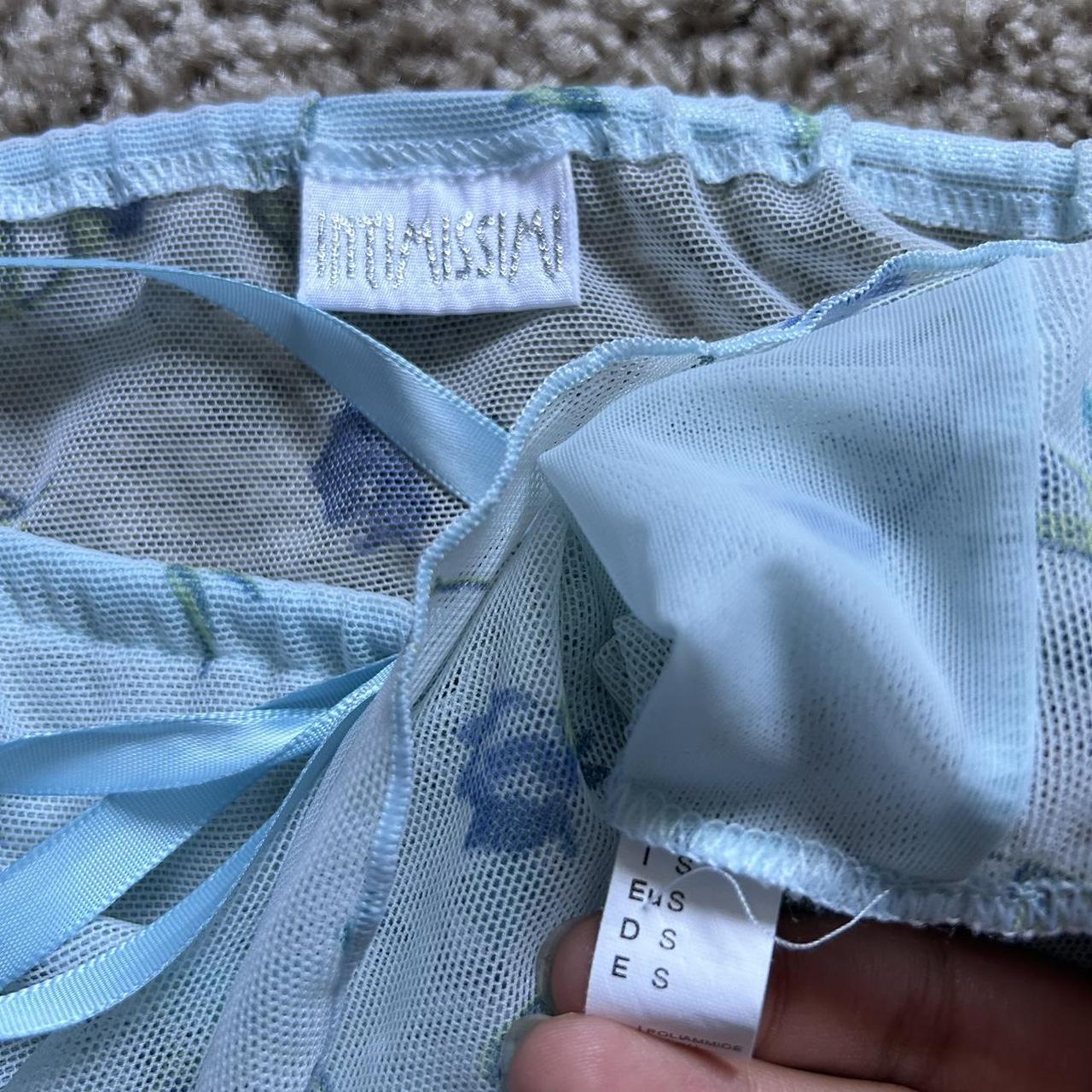 Intimissimi Sheer blue floral milkmaid style mesh... - Depop