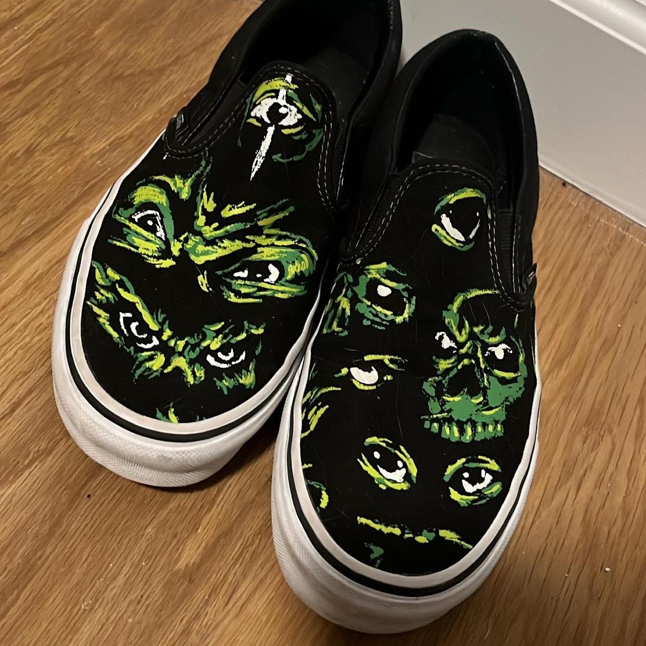 Sick Monster skeleton low top vans Size Men’s... - Depop