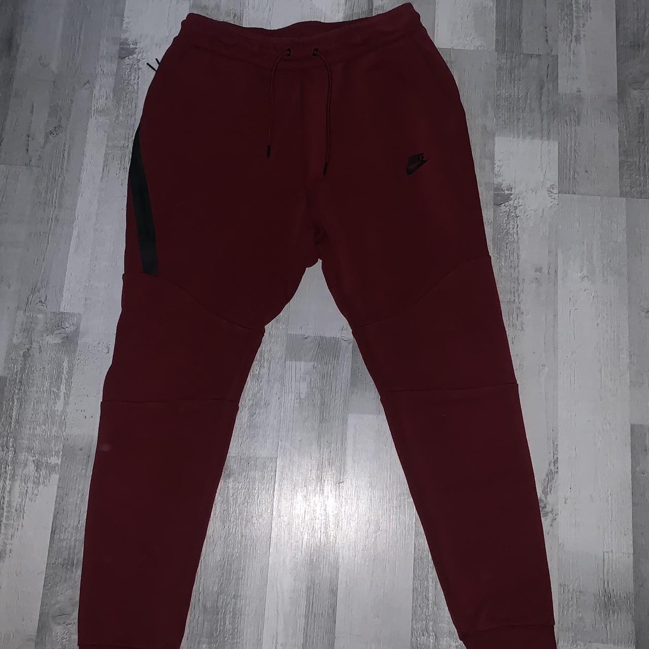 Nike Tech Fleece Red Trackies Old Season - Depop