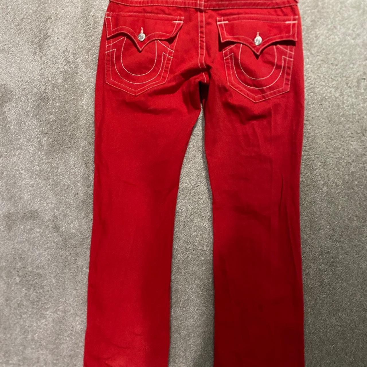 all red true religion pants size 32 large dm... - Depop