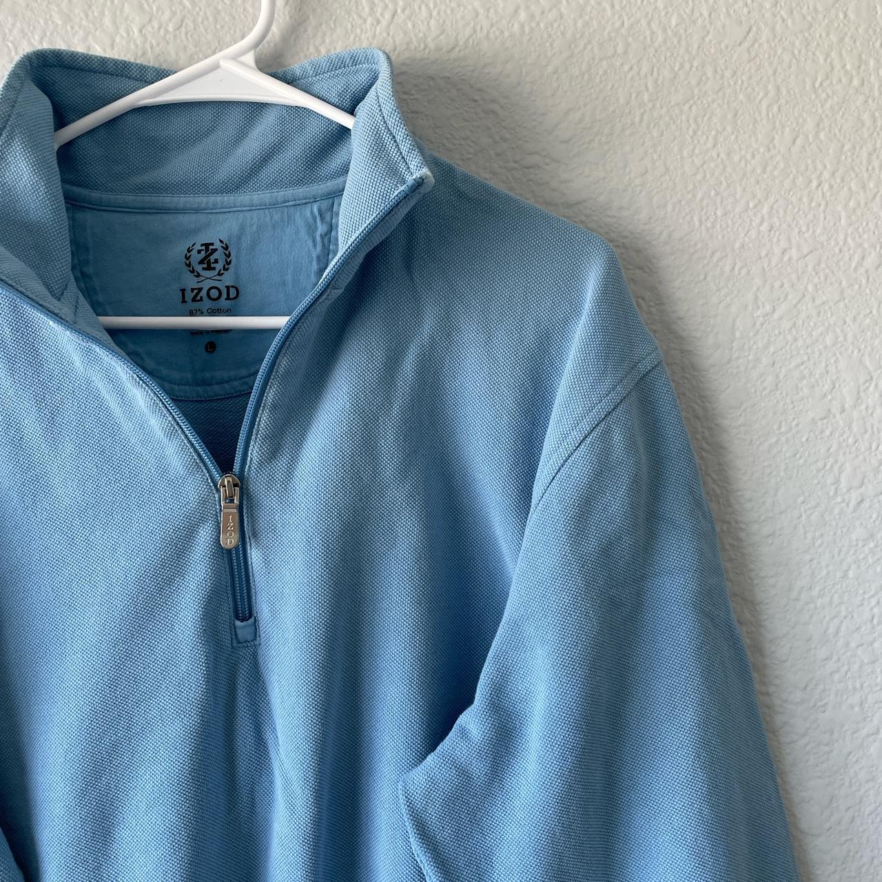 IZOD half zip up blue sweater. Size L. Seller pays... - Depop