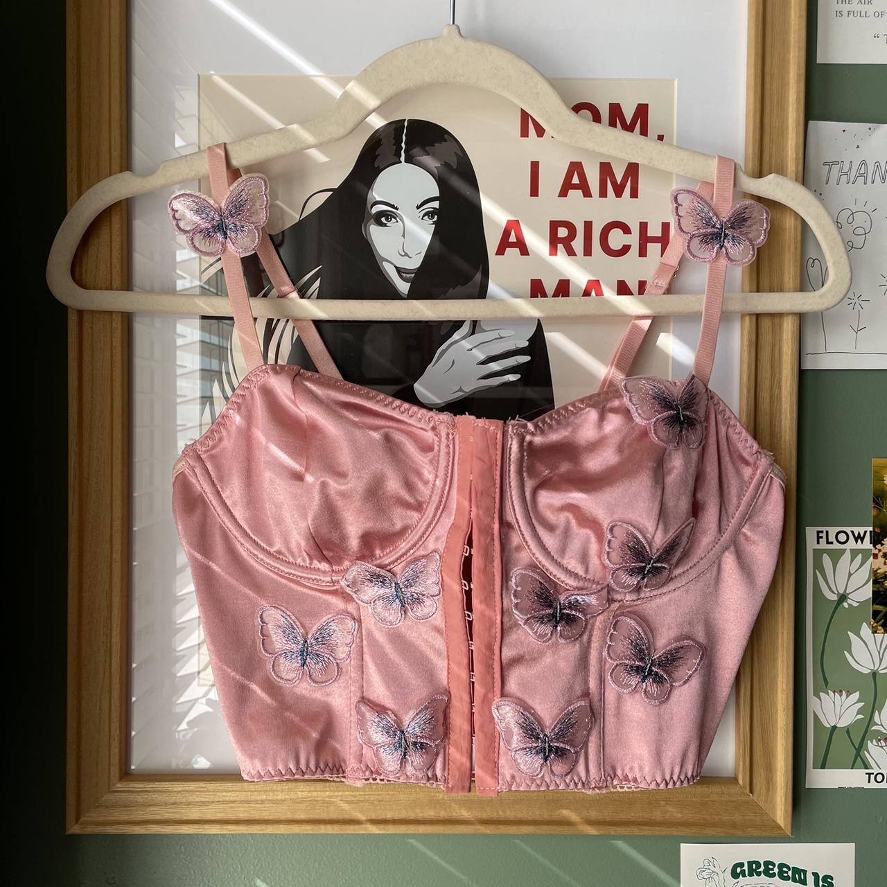 cropped pink butterfly top. worn to era’s tour!... - Depop