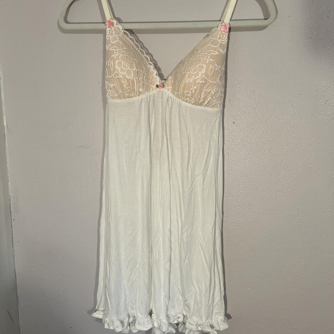 Betsy Johnson Intimates White Rose Dress open to... - Depop