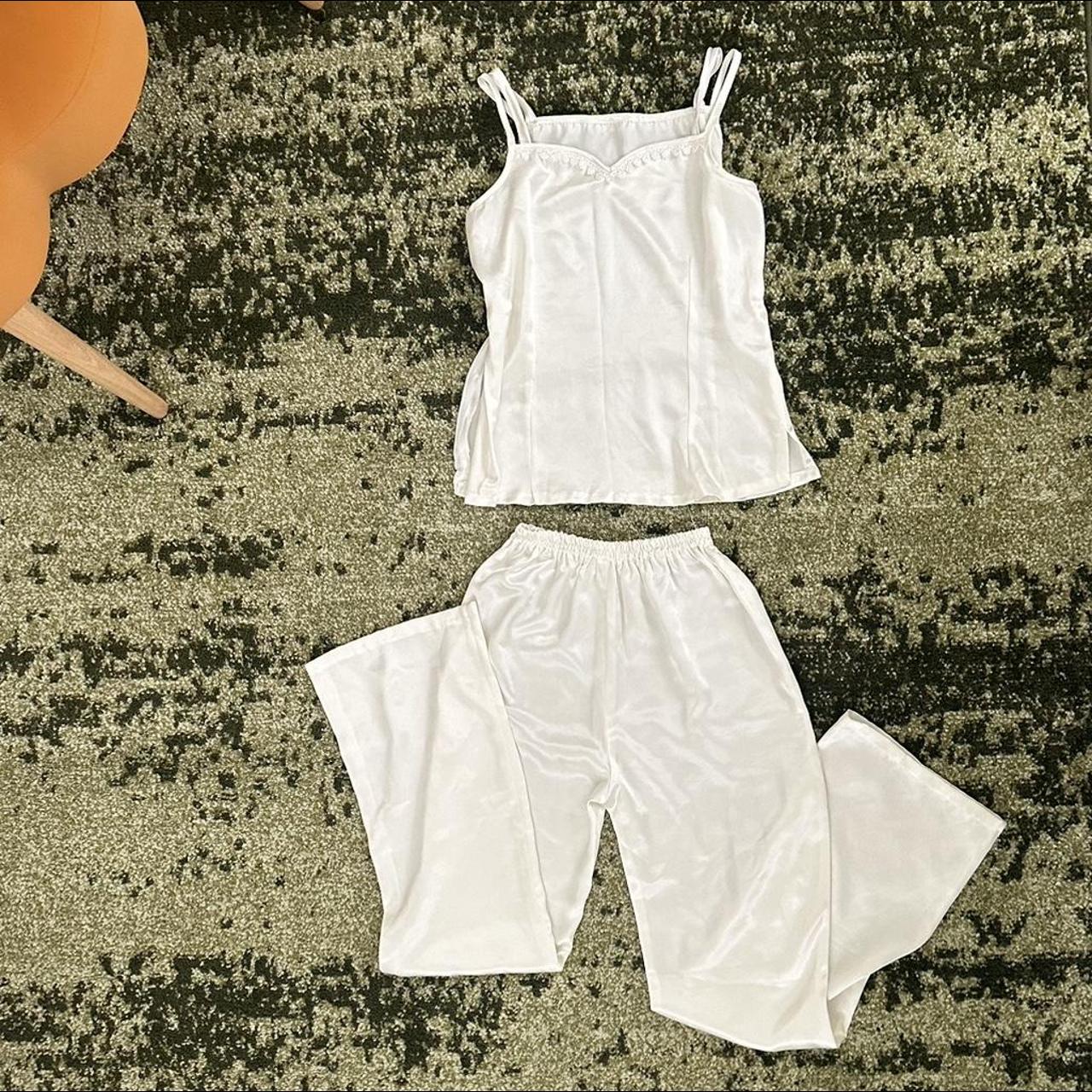 White satin pajama set! Super pretty! This set is... - Depop