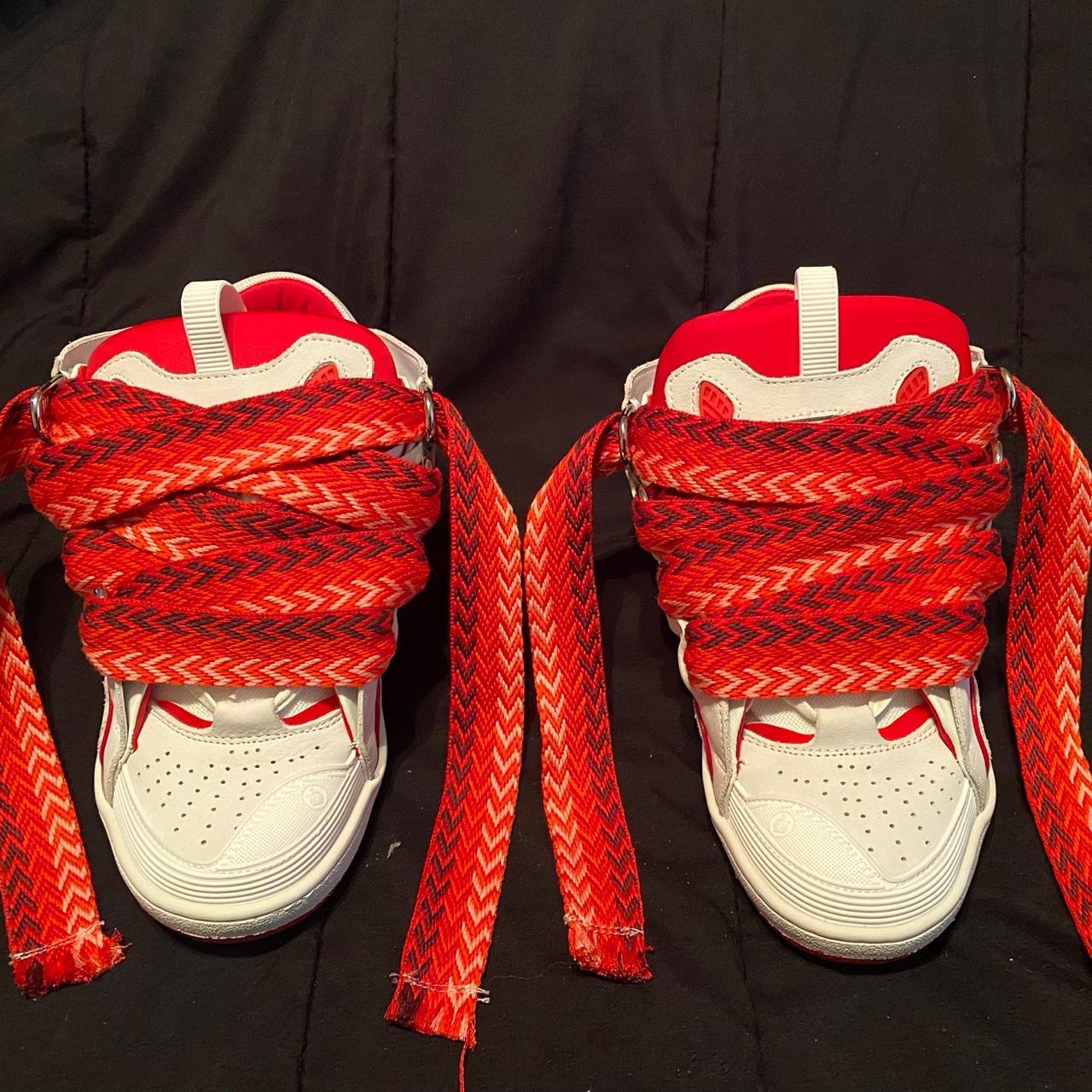 Red and white lanvins #sneakers | Depop