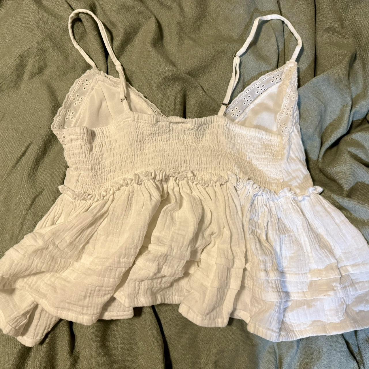 White boho top Worn once Size S - Depop