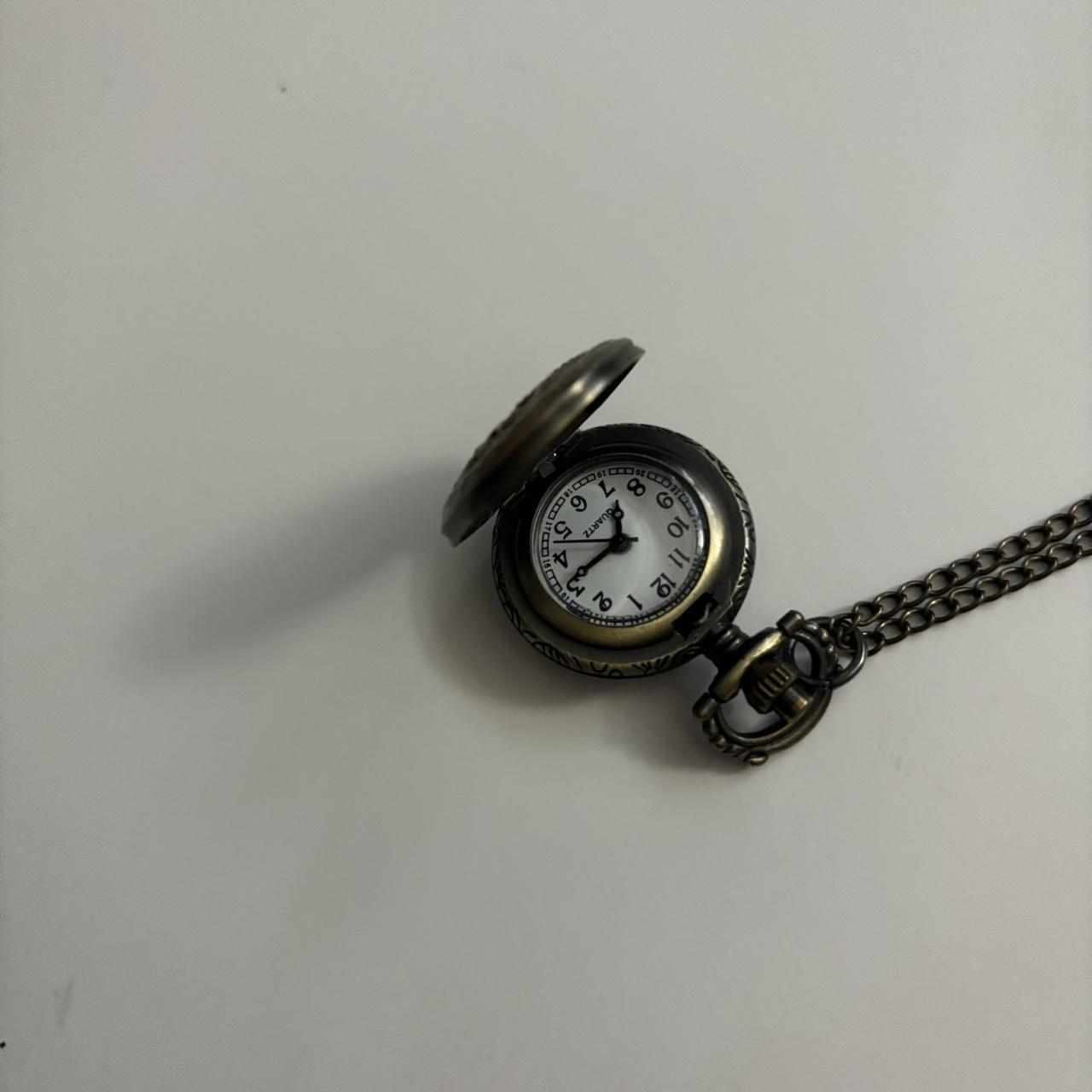 CLOCK, locket necklace, metal unknown Clock works... - Depop