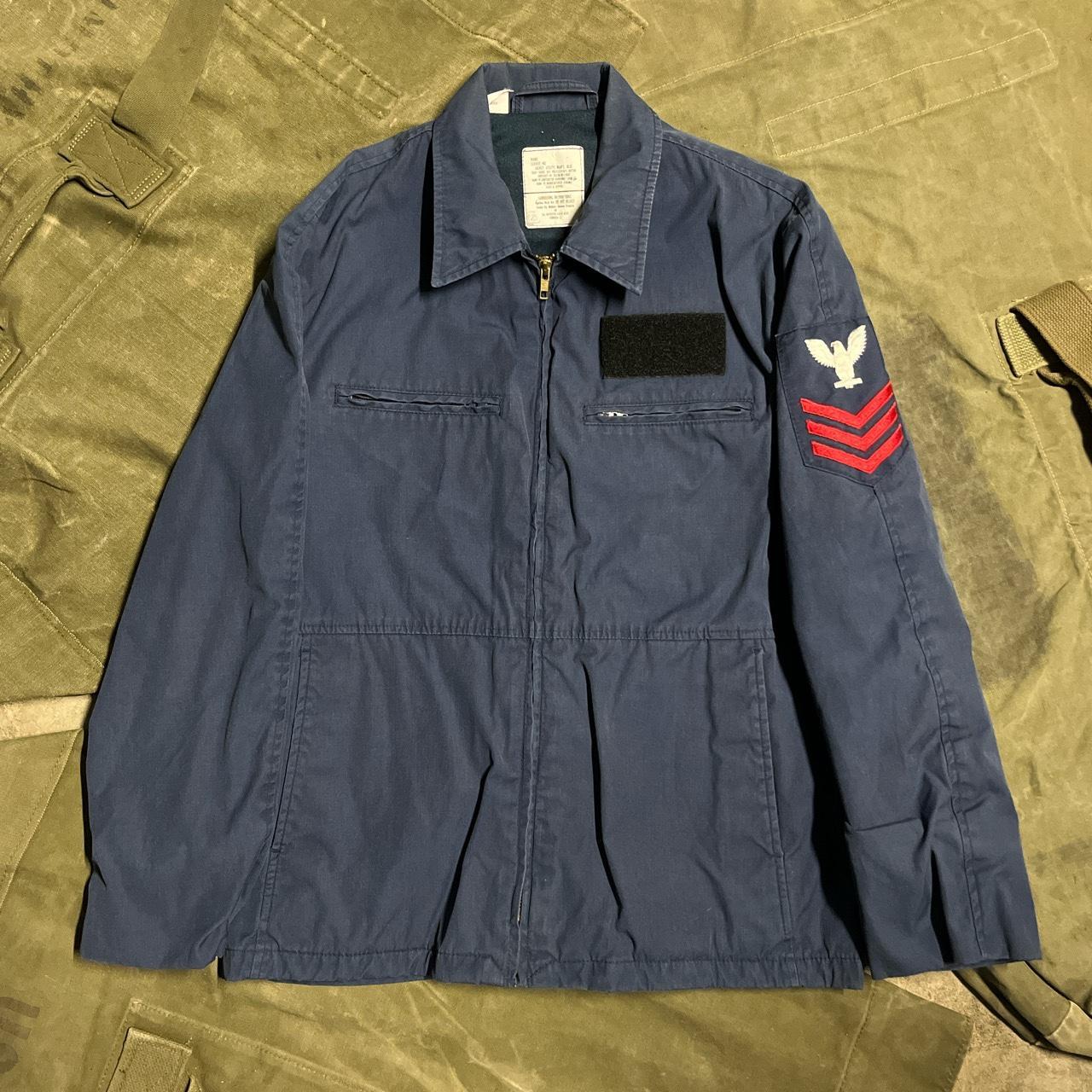 US Navy utility deck jacket no flaws pit to pit... - Depop