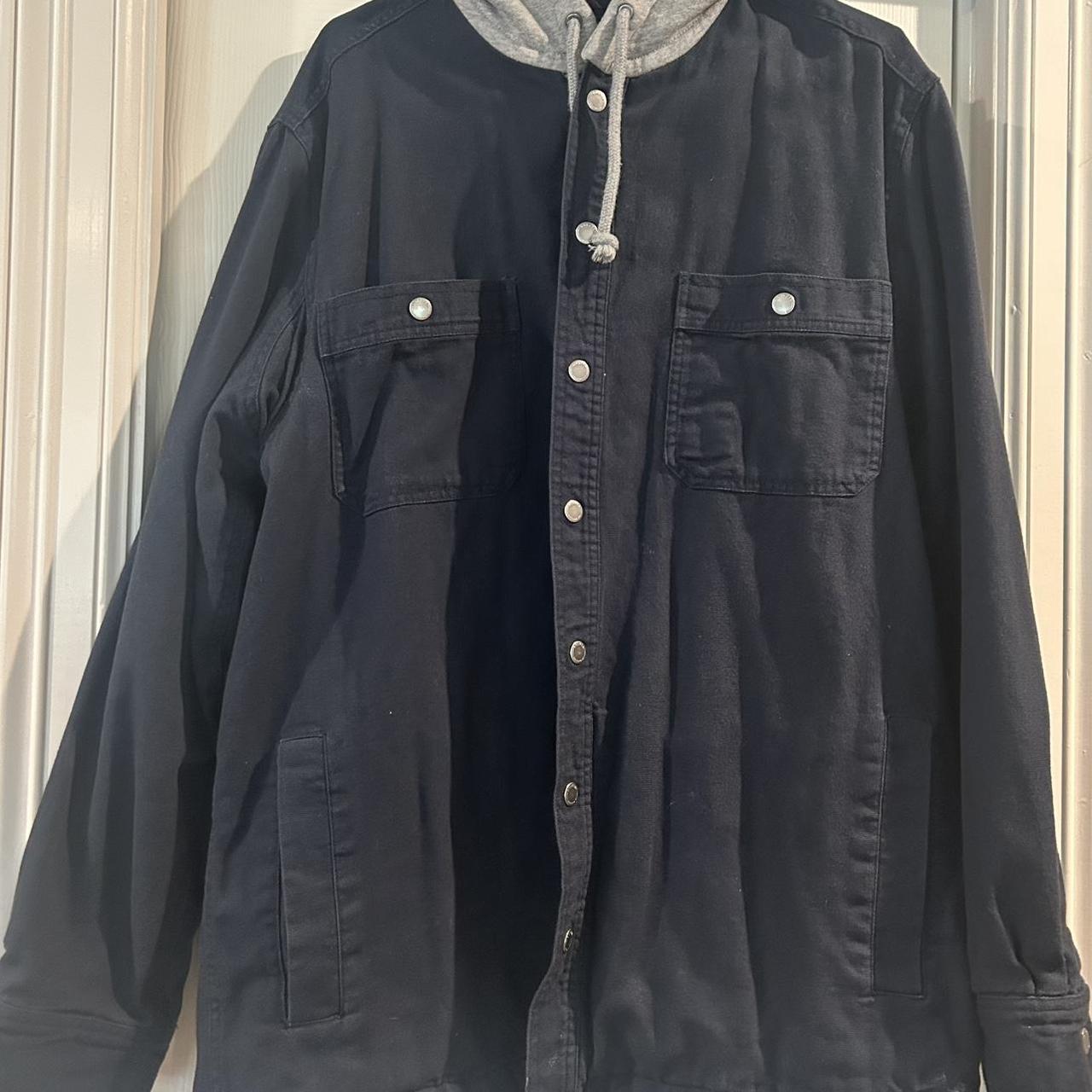 Men’s blue flannel jacket with hood. #flanneljacket | Depop