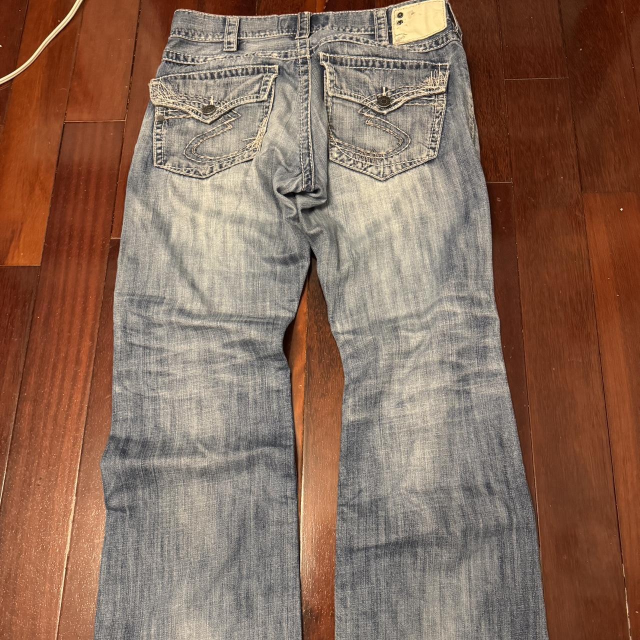 y2k vintage silver jeans 😮 super cool fit to them no... - Depop