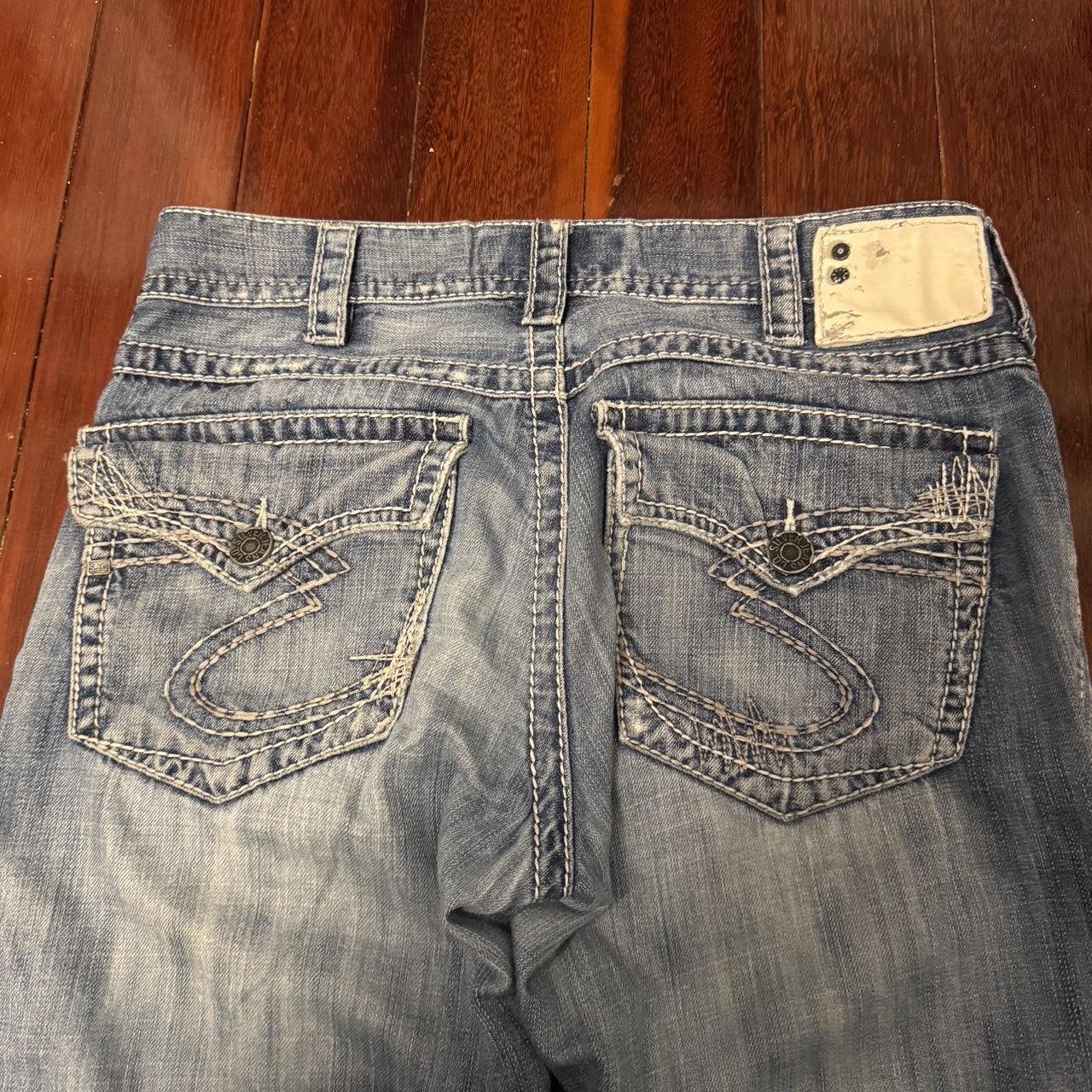 y2k vintage silver jeans 😮 super cool fit to them no... - Depop