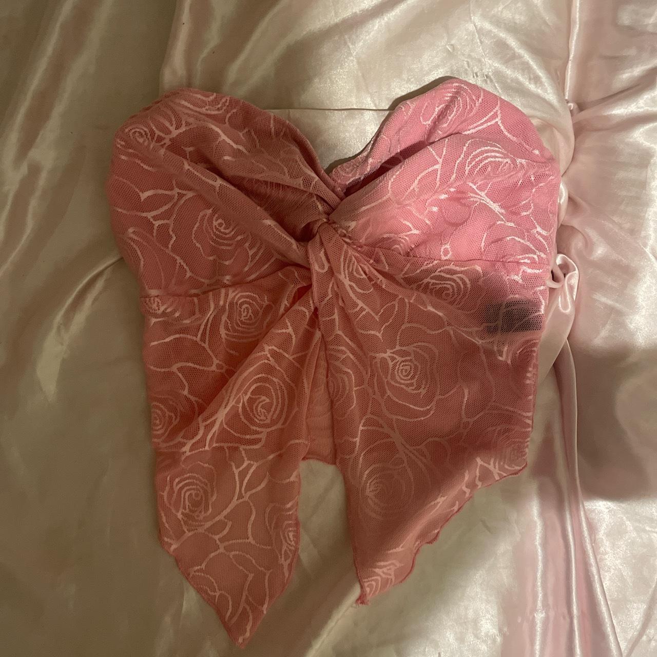 super cute pink shein floral rose tube top soze... - Depop