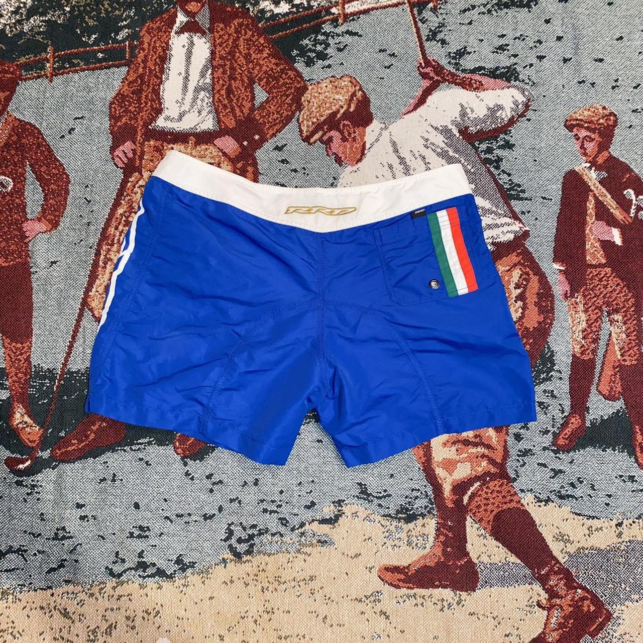 ‘RRD’ Blue Swim Trunks Italian Soccer Design w/ mesh... - Depop