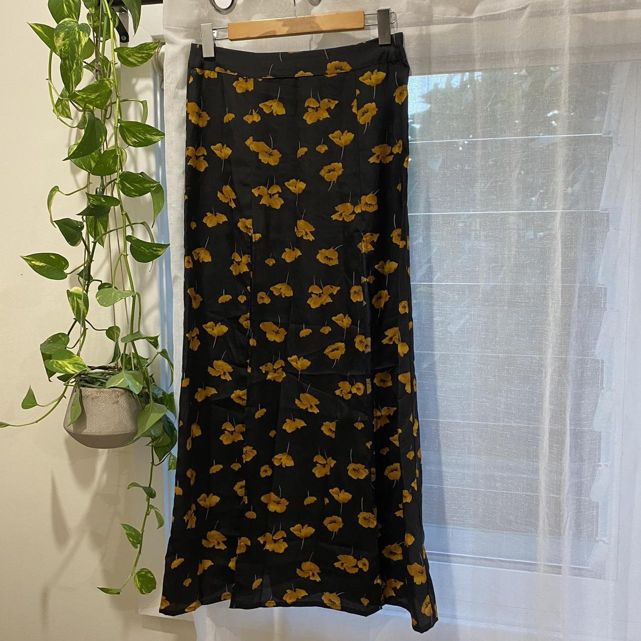 NEON HART black and mustard floral maxi skirt with... - Depop