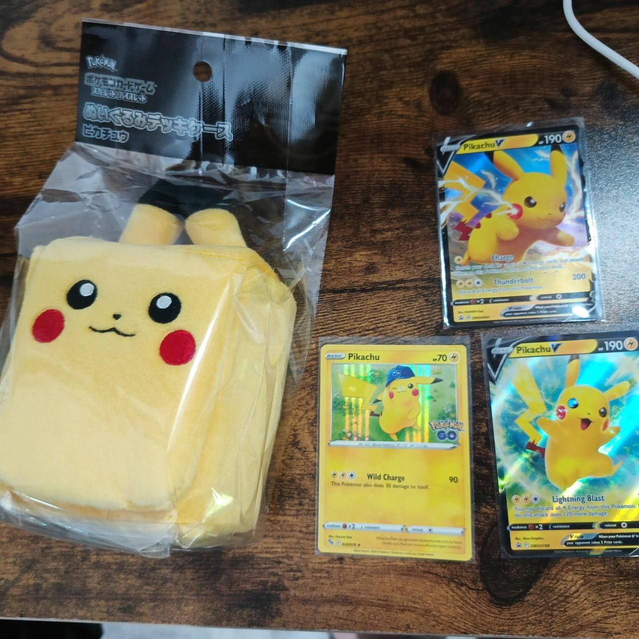 Pikachu plush card deck case and Pokémon Trading... | Depop