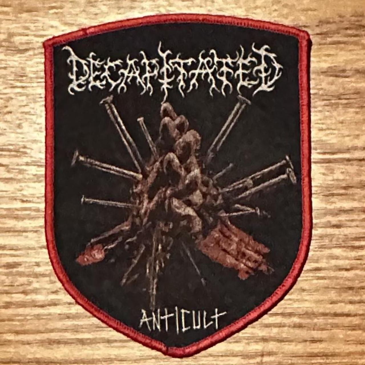 Decapitated Anti Cult Red Bordered Woven Patch Used... - Depop