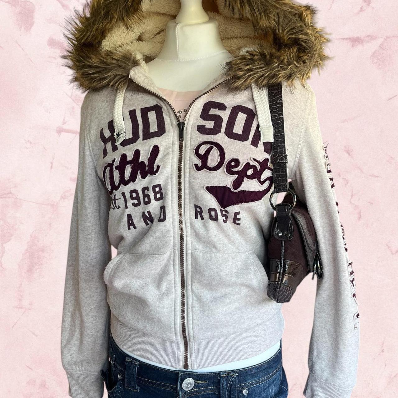 Fur hood zip up hoodie with fleece lining... | Depop