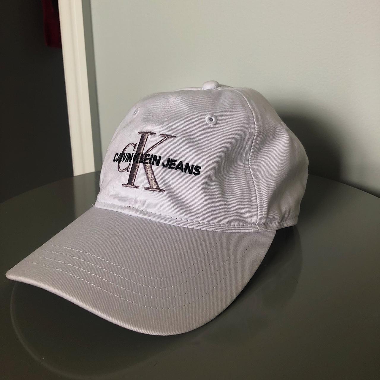 Calvin Klein Jeans Men's White and Black Hat | Depop