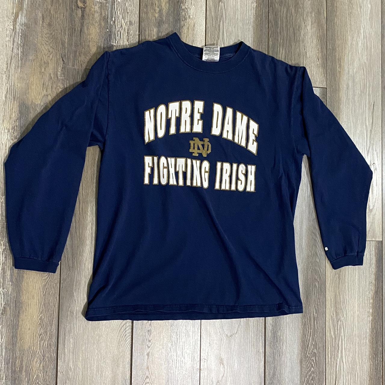 navy adidas notre dame long sleeve - Depop